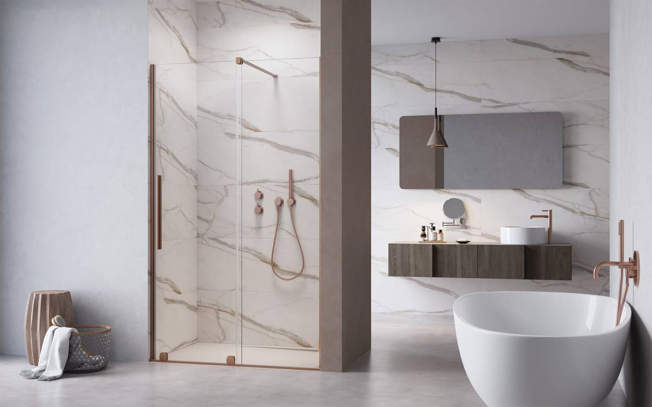 Drzwi prysznicowe 150 miedź szczotkowana Radaway Furo Brushed Copper DWJ prawe na Fajnalazienka.com